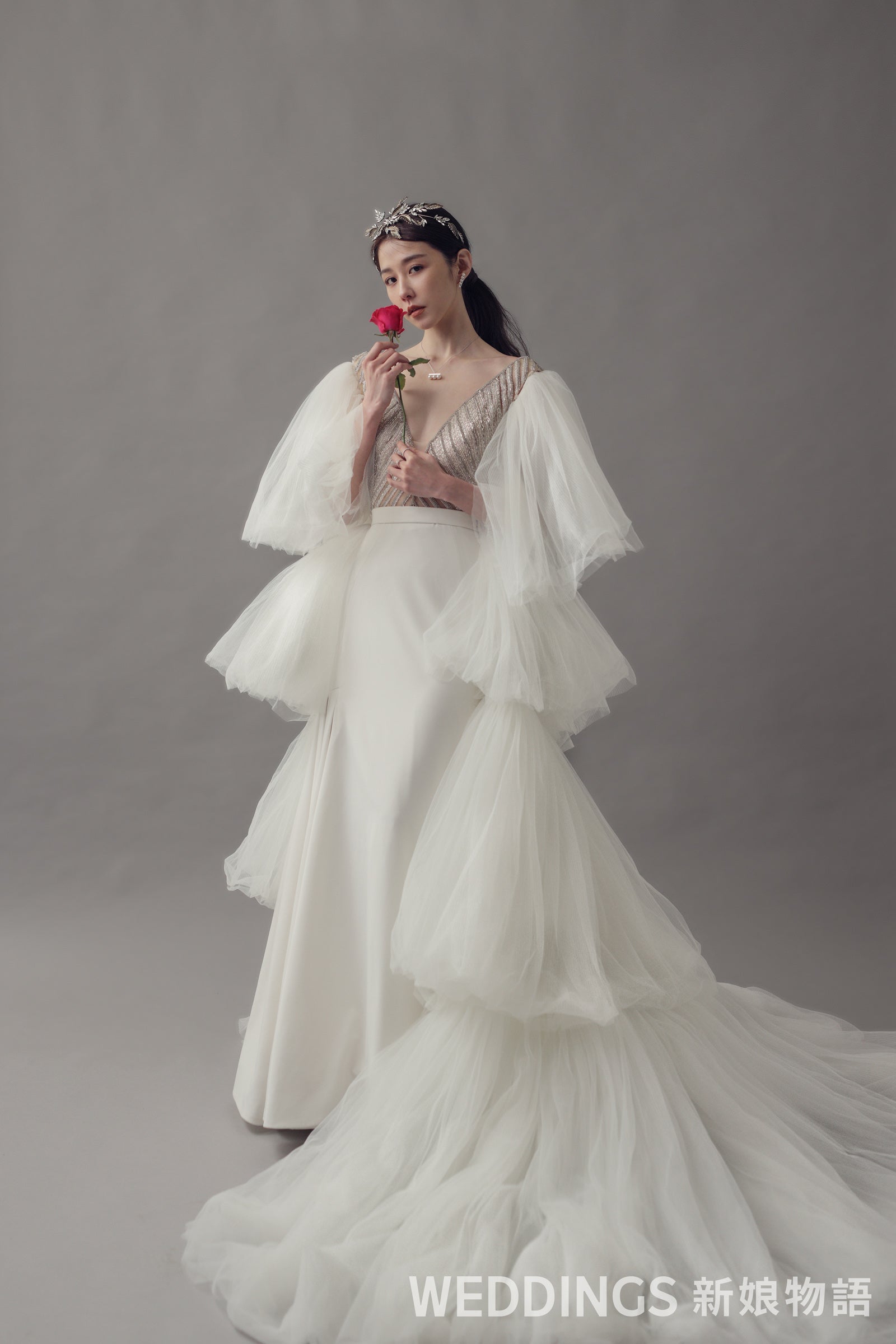 Ivy Shao wearing LETOII ATELIER haute couture for" WEDDINGS_Magazine"